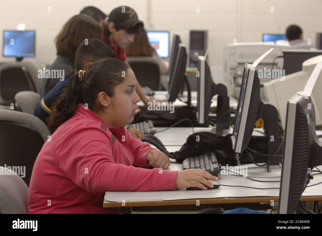 Brownsville, Texas USA, December 13, 2005: Computer lab at Hanna High ...