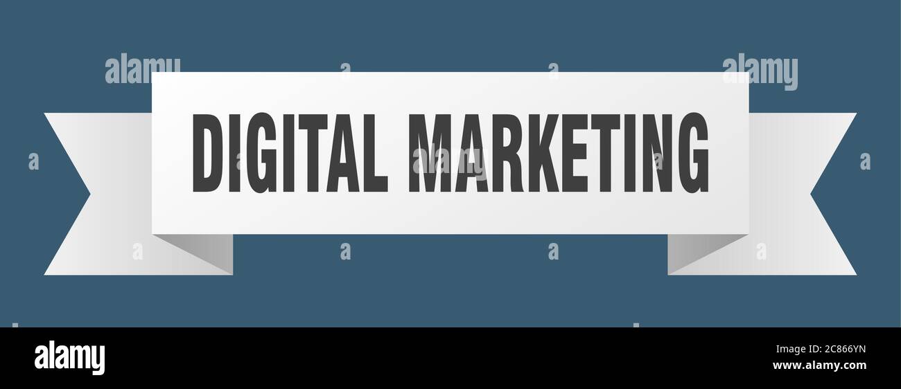 digital marketing ribbon. digital marketing paper band banner sign ...