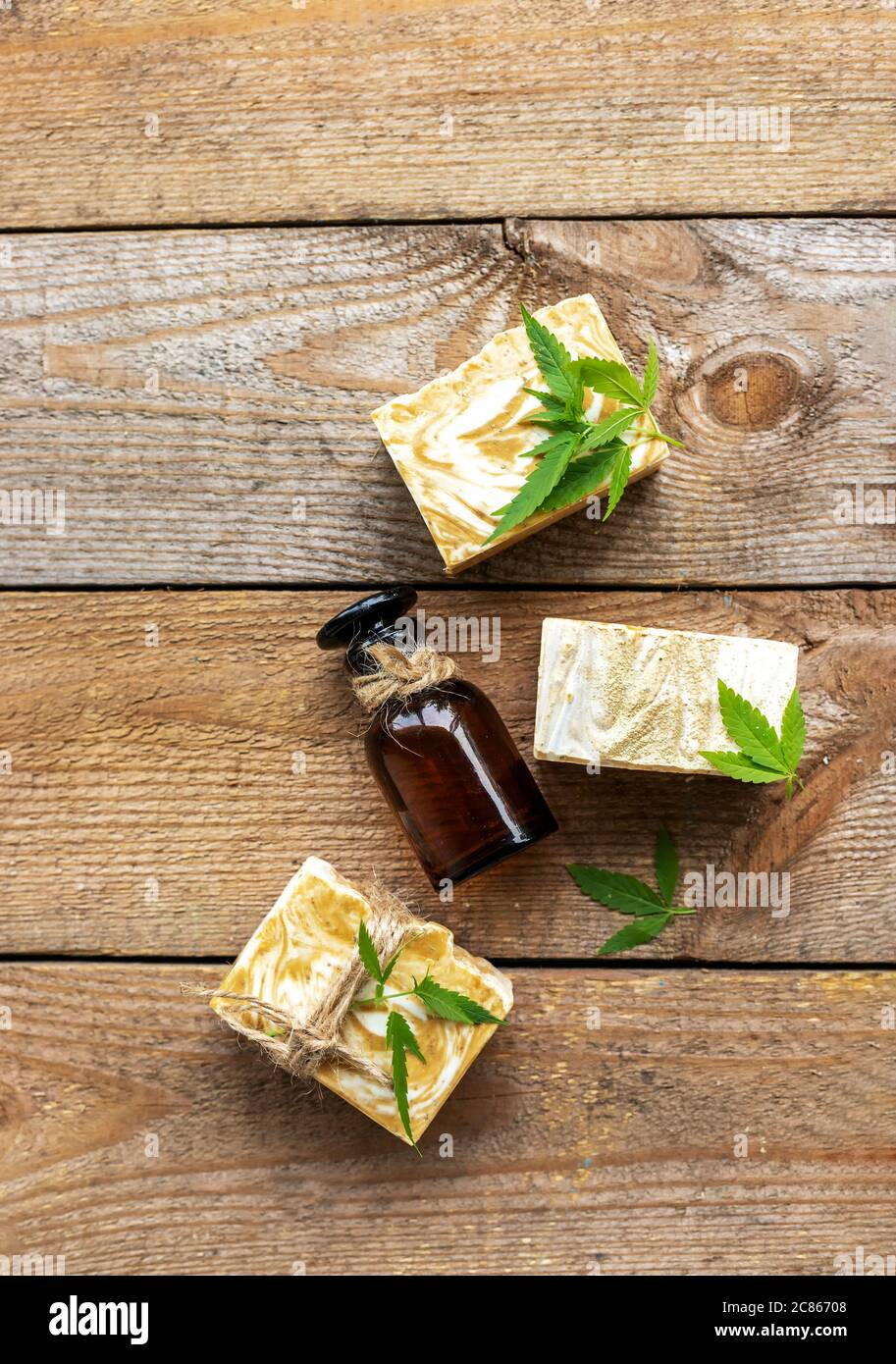 Natural handmade soap bars with cannabis. Spa organic soap. Bars of ...