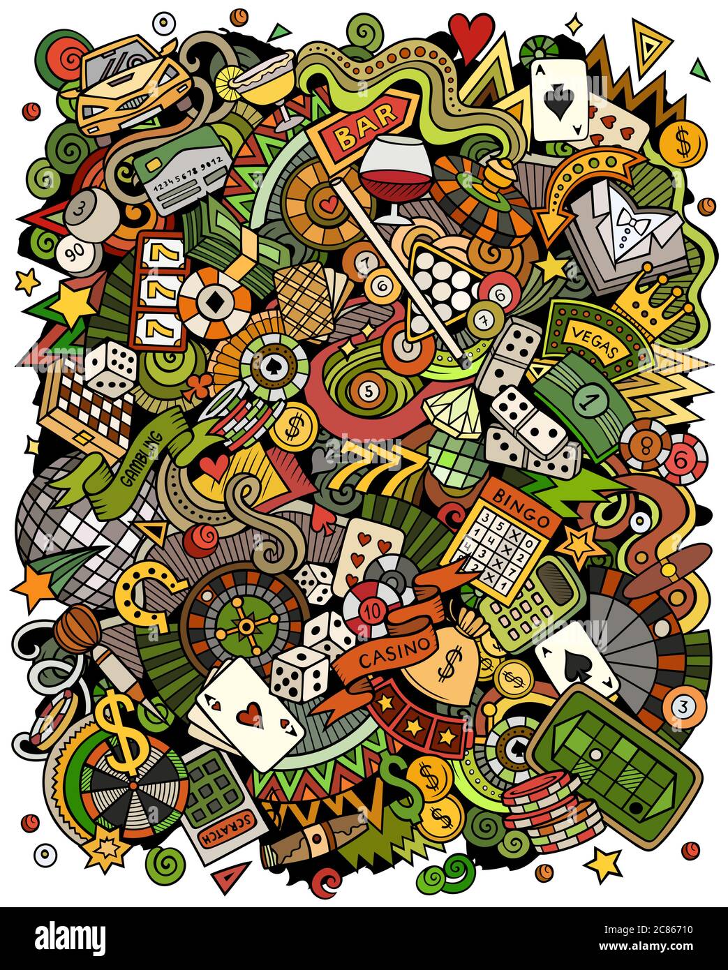 Playing card doodles cartoon hi-res stock photography and images - Alamy