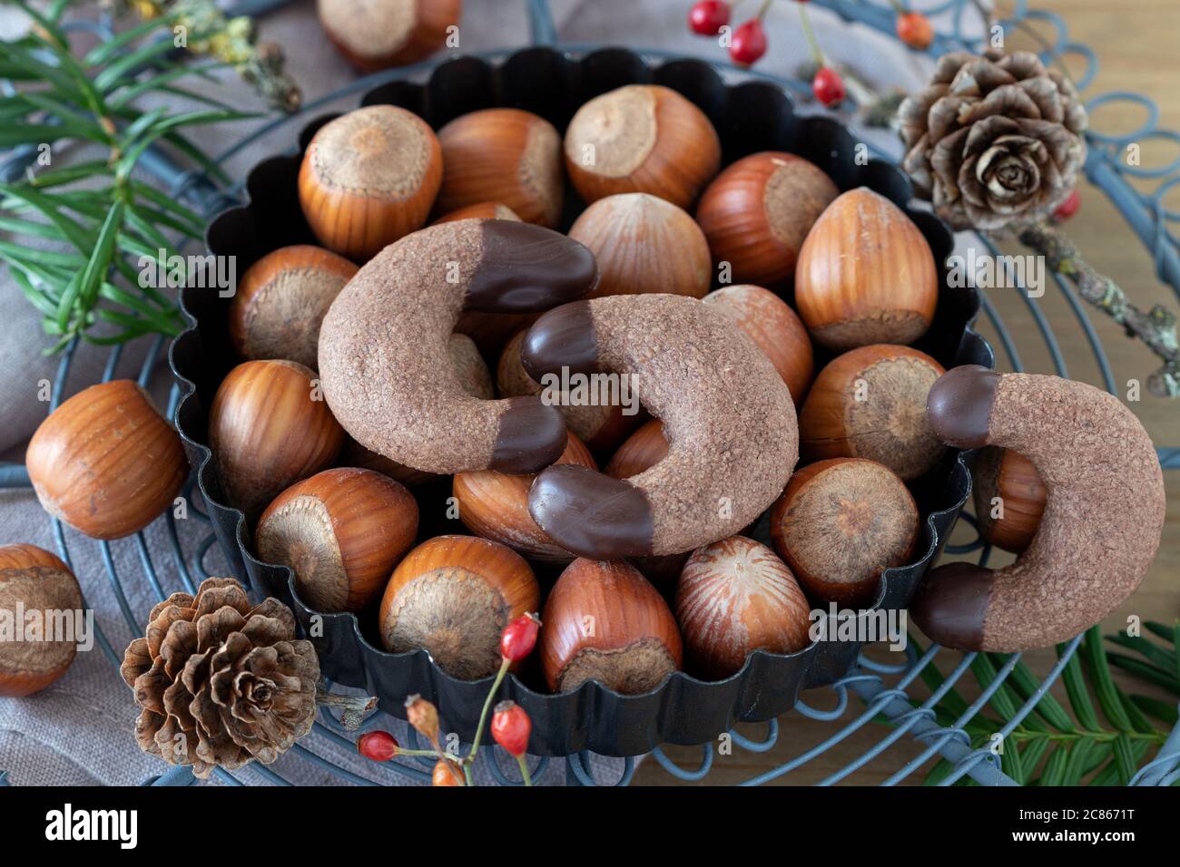 christmas cookies chocolate crescent and hazelnuts Stock Photo - Alamy