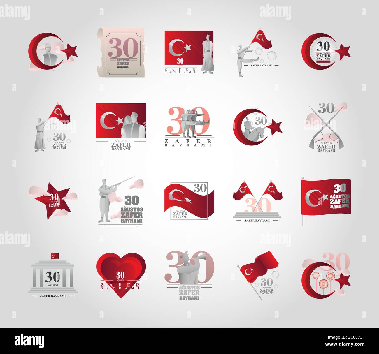 set of banners 30 August, Turkey Victory Day vector illustration design ...