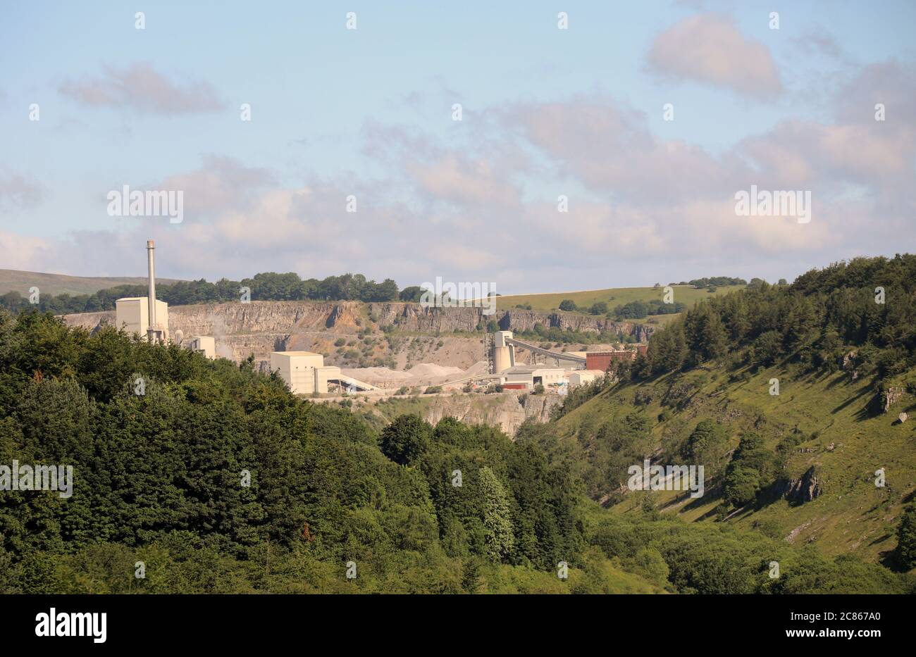 Tunstead limestone quarry owned by Tarmac viewed from the A6 in ...