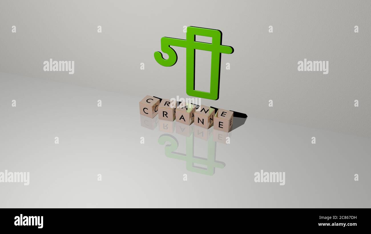 3D representation of CRANE with icon on the wall and text arranged by ...