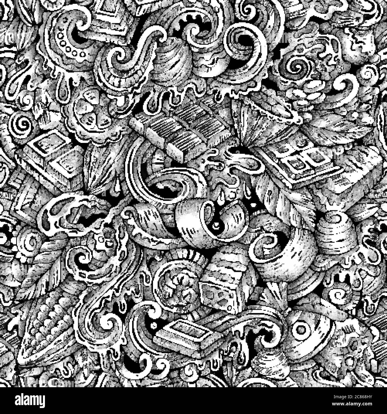 Chocolate vector hand drawn doodles seamless pattern Stock Vector Image ...