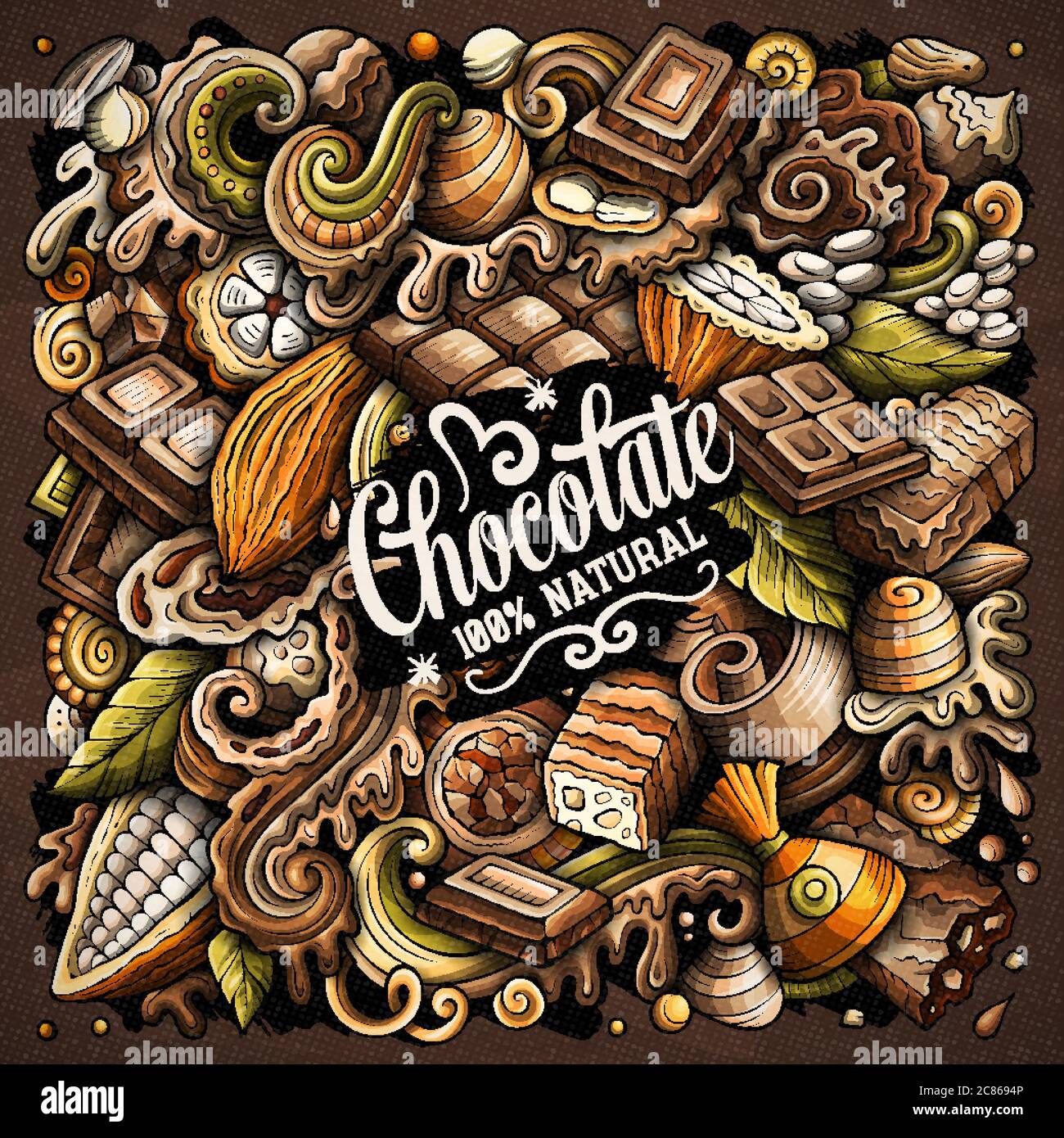 Chocolate hand drawn vector doodles illustration. Choco poster design ...