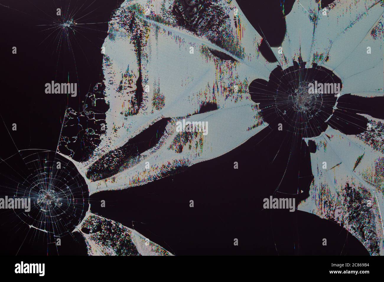 broken lcd tft tn screen flat macro texture with crystal leakage and ...