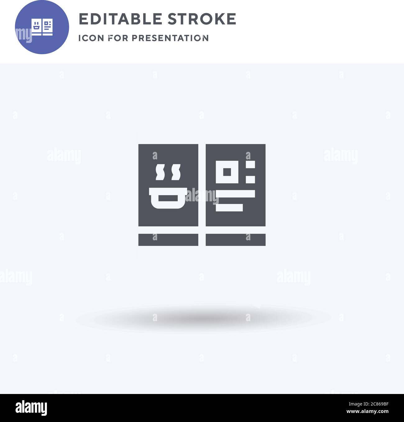 Recipe icon vector, filled flat sign, solid pictogram isolated on white ...