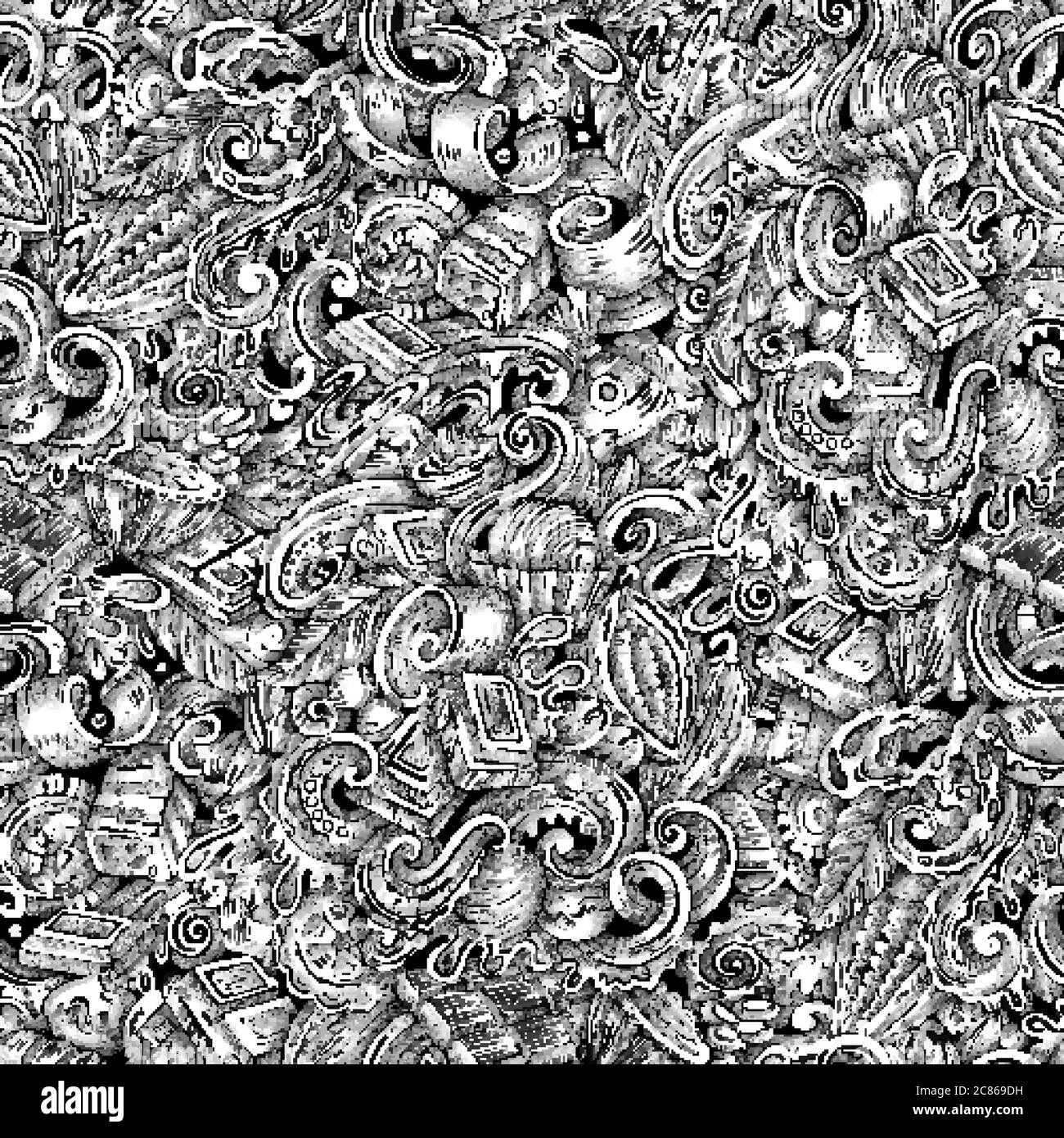 Chocolate vector hand drawn doodles seamless pattern Stock Vector Image ...