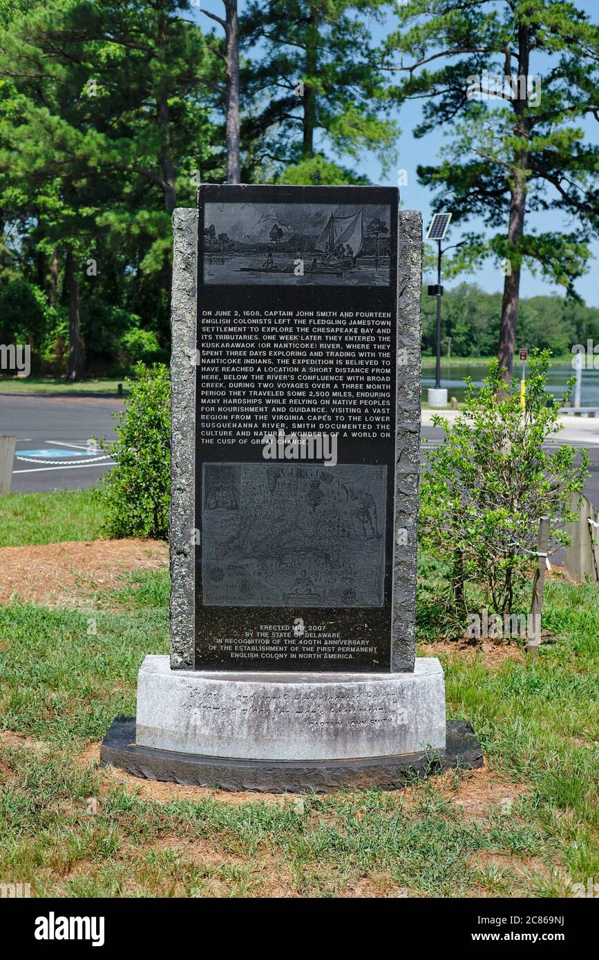 A granite marker commemorating Captain John Smith's 1608 exploration of ...