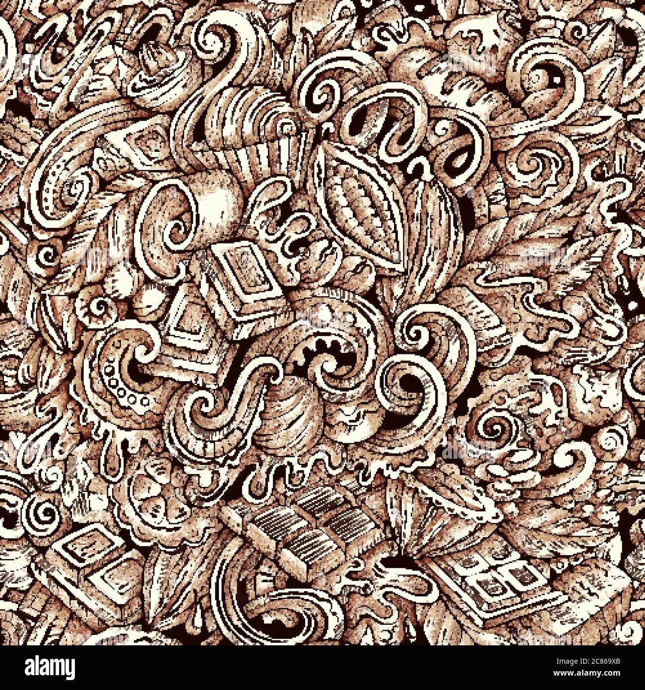 Chocolate vector hand drawn doodles seamless pattern Stock Vector Image ...