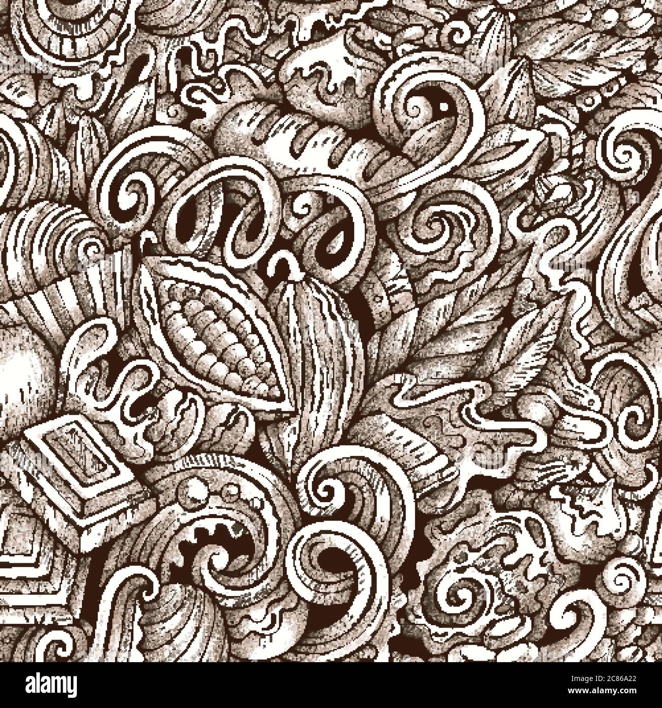Chocolate vector hand drawn doodles seamless pattern Stock Vector Image ...