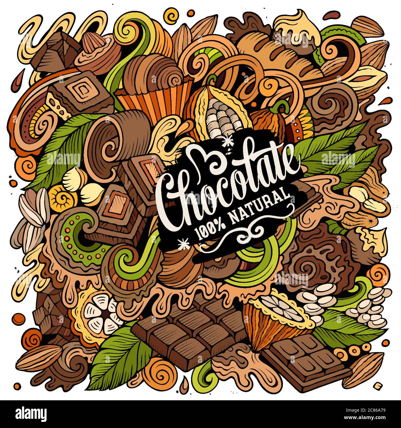 Chocolate hand drawn vector doodles illustration. Choco poster design ...
