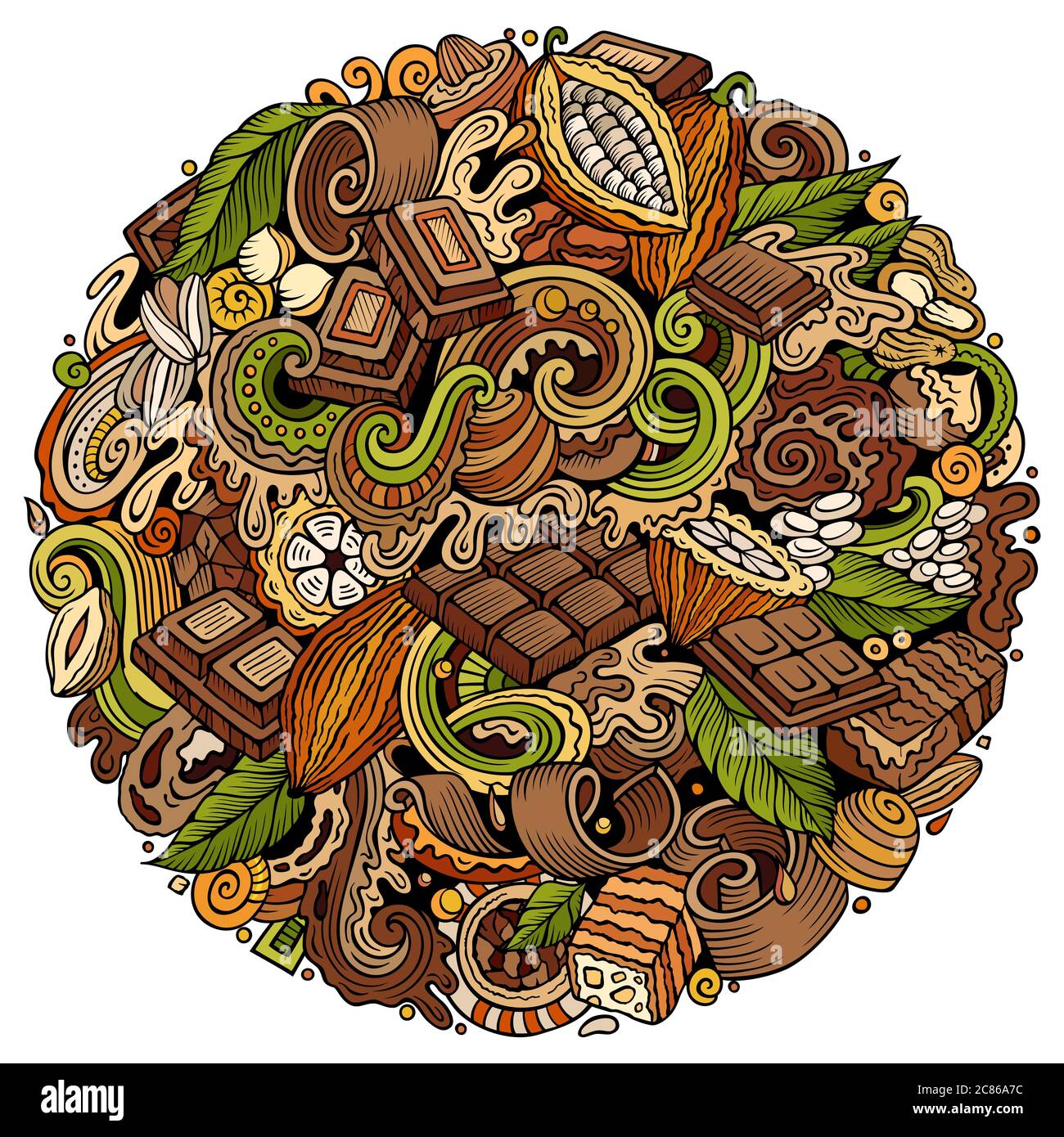 Chocolate hand drawn vector doodles illustration. Choco poster design ...