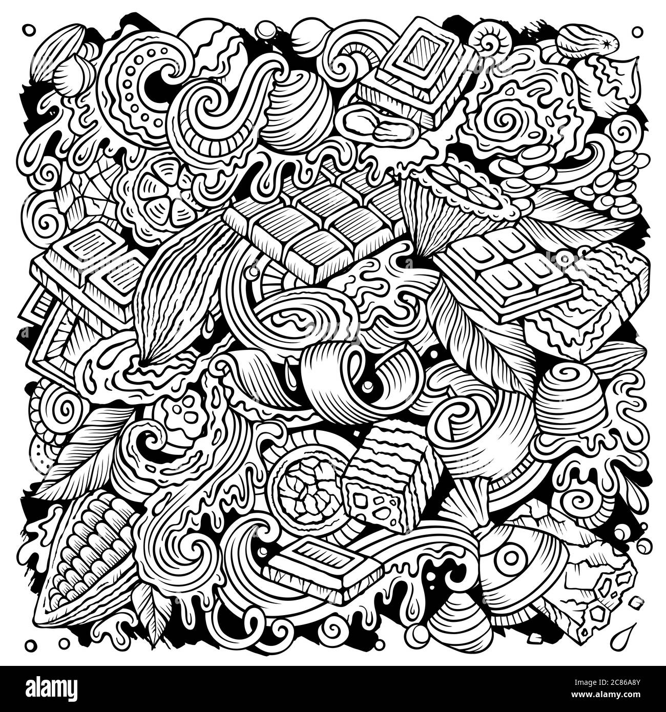 Chocolate hand drawn vector doodles illustration. Choco poster design ...