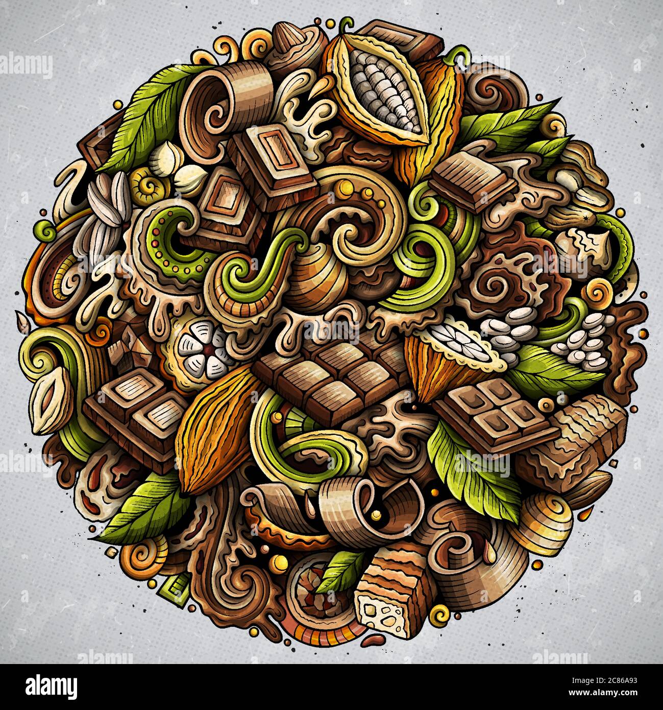 Chocolate hand drawn vector doodles illustration. Choco poster design ...