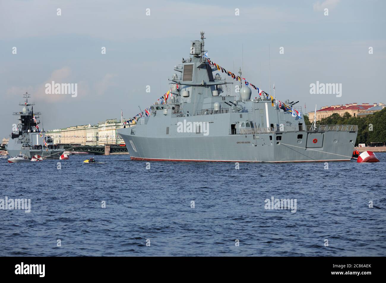 Russian Navy frigate Admiral Kasatonov and corvette Boikiy on Neva ...