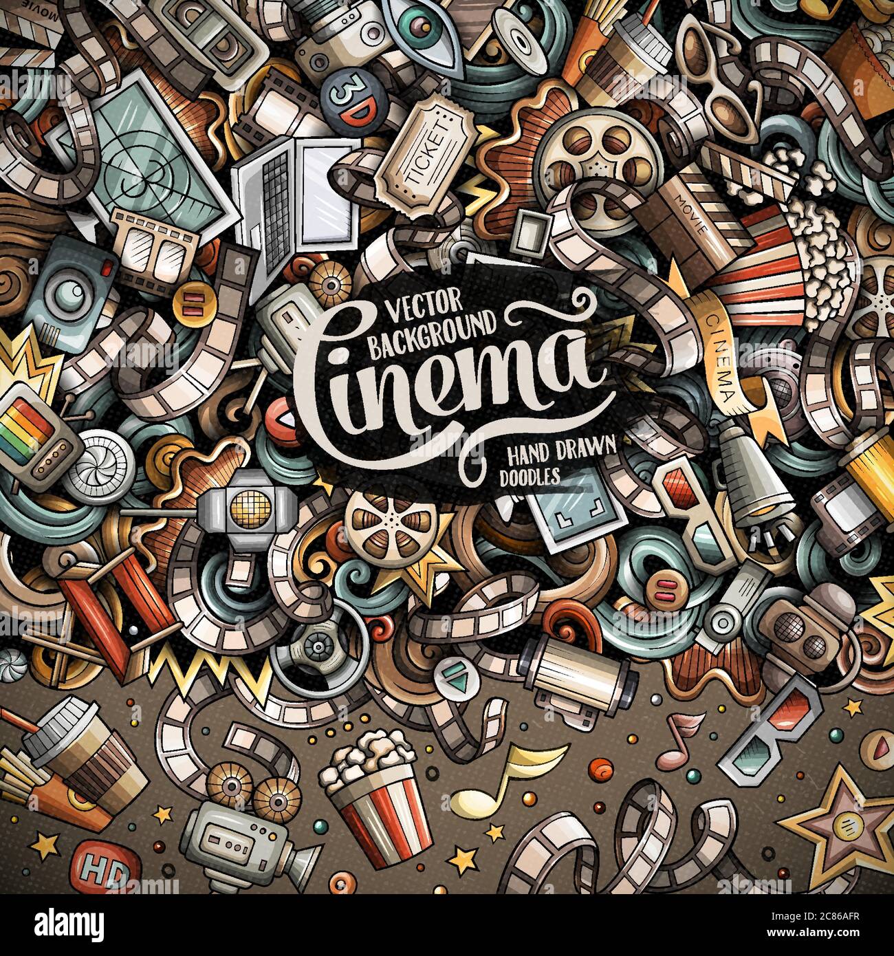 Cartoon cute doodles cinema frame design Stock Vector Image & Art - Alamy