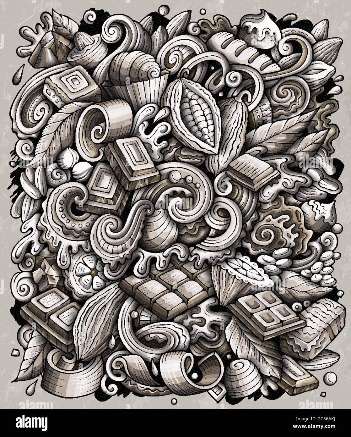 Chocolate hand drawn vector doodles illustration. Choco poster design ...