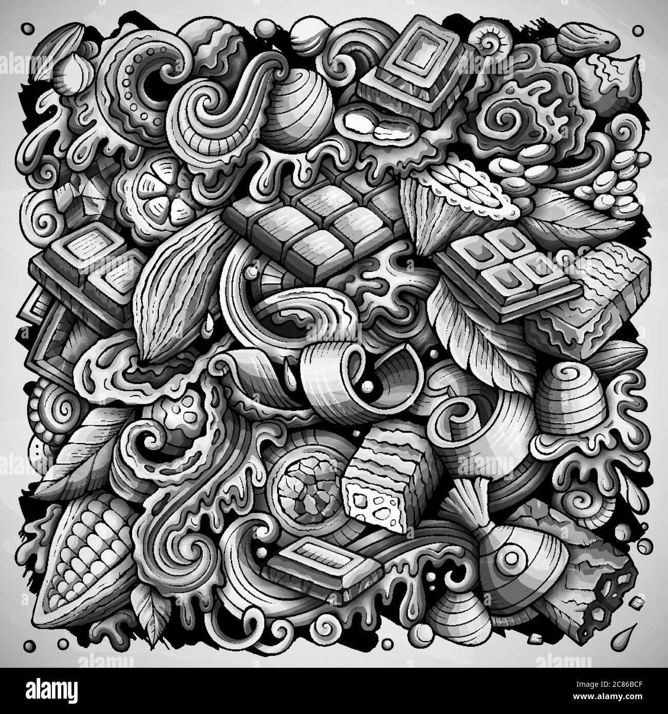 Chocolate hand drawn vector doodles illustration. Choco poster design ...