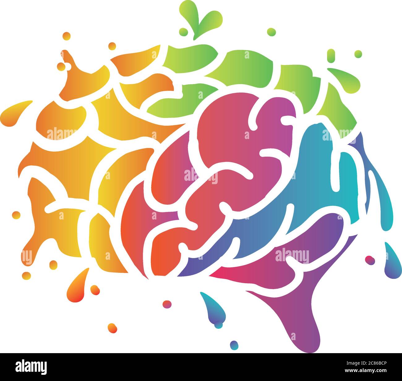 brain thinking and design on white background vector illustration ...