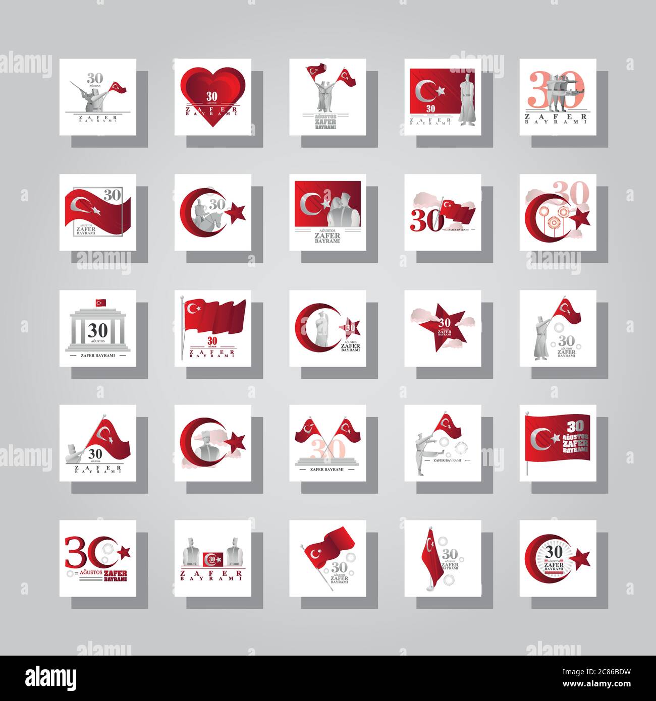 set of banners 30 August, Turkey Victory Day vector illustration design ...