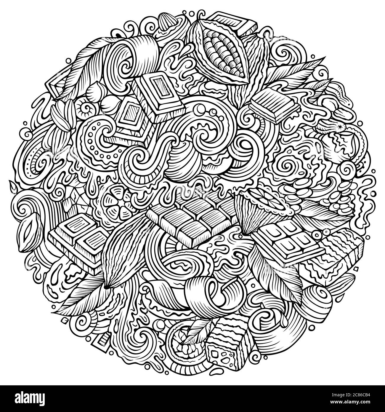 Chocolate hand drawn vector doodles illustration. Choco poster design ...