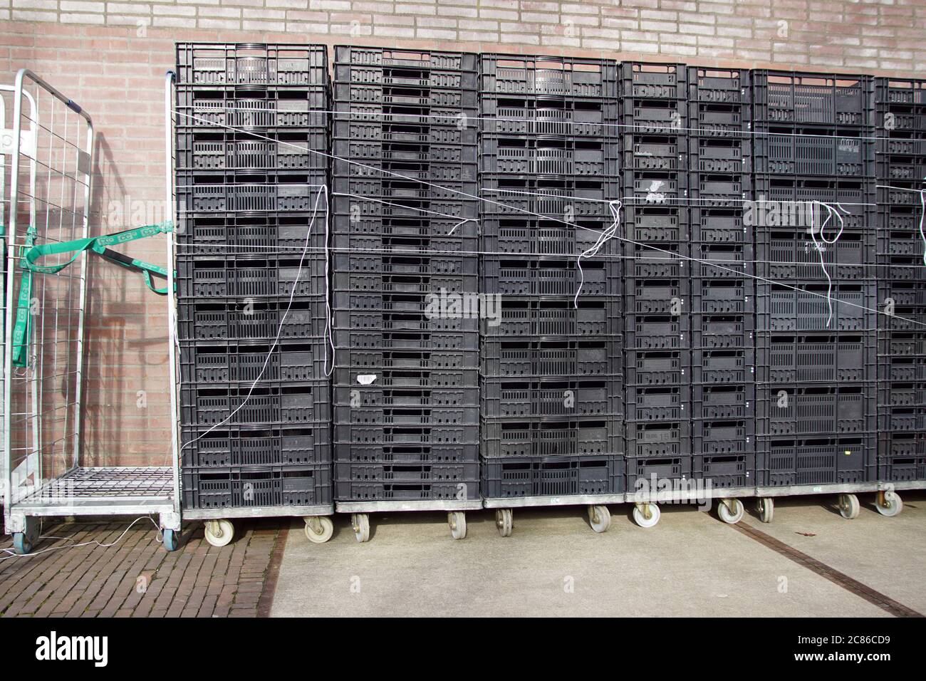 Roll containers or roll cage trolleys with grey stackable plastic ...