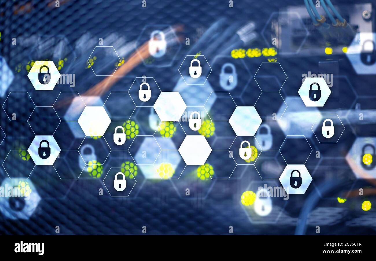 Server rack room digital security data protection concept Stock Photo ...