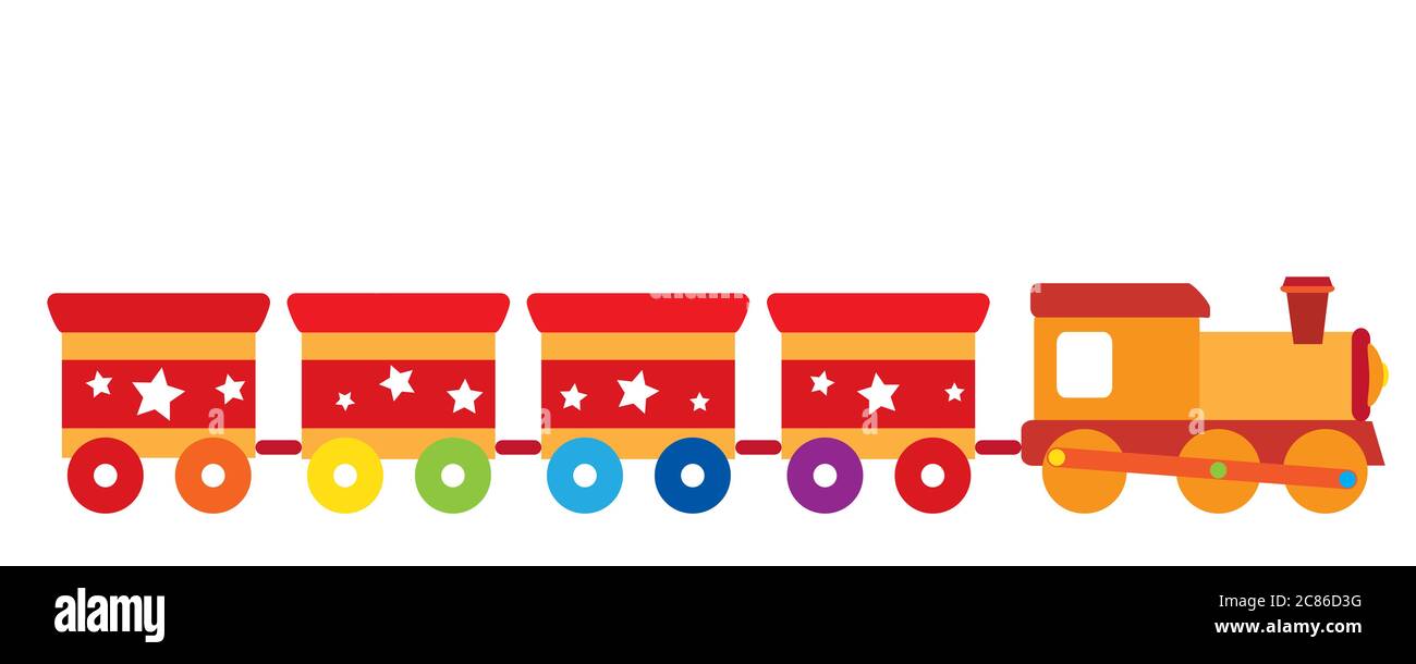 Colorful train isolated on white background Stock Photo - Alamy