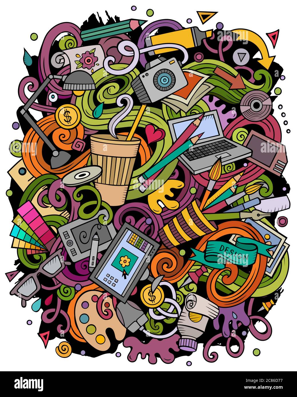 Cartoon vector doodles Art and Design illustration Stock Vector Image ...