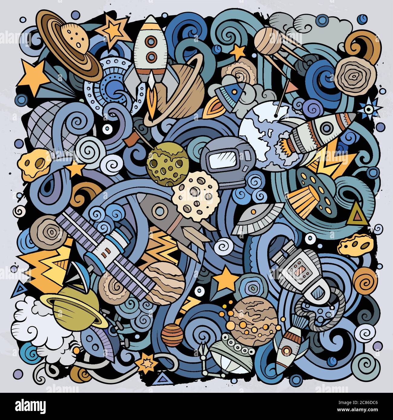 Cartoon vector doodles Space illustration Stock Vector Image & Art - Alamy