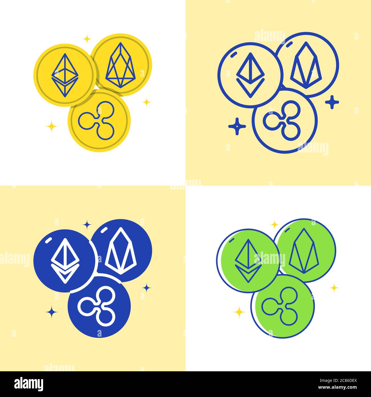 Altcoins icon set in flat and line style. Cryptocurrency concept ...