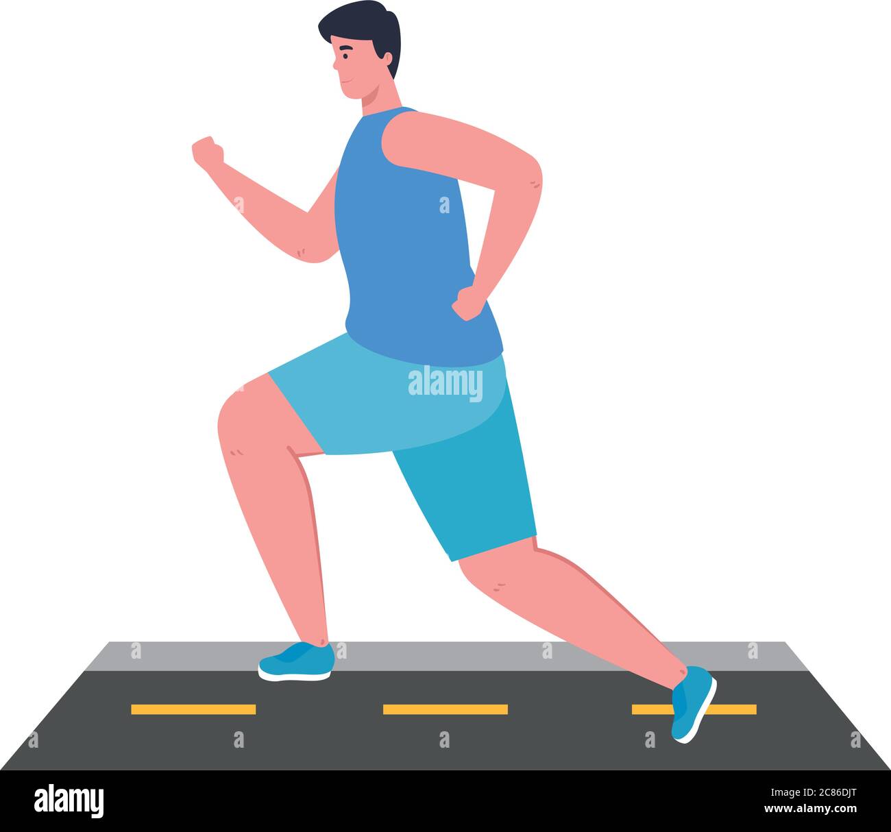 man running on highway, man in sportswear jogging, male athlete on ...