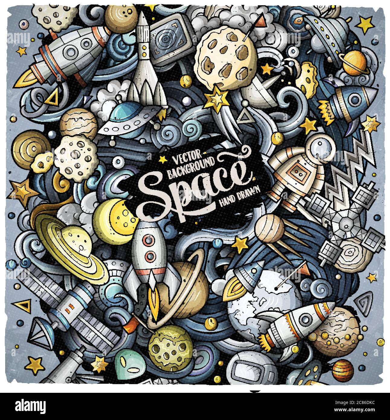 Cartoon vector doodles Space illustration Stock Vector Image & Art - Alamy