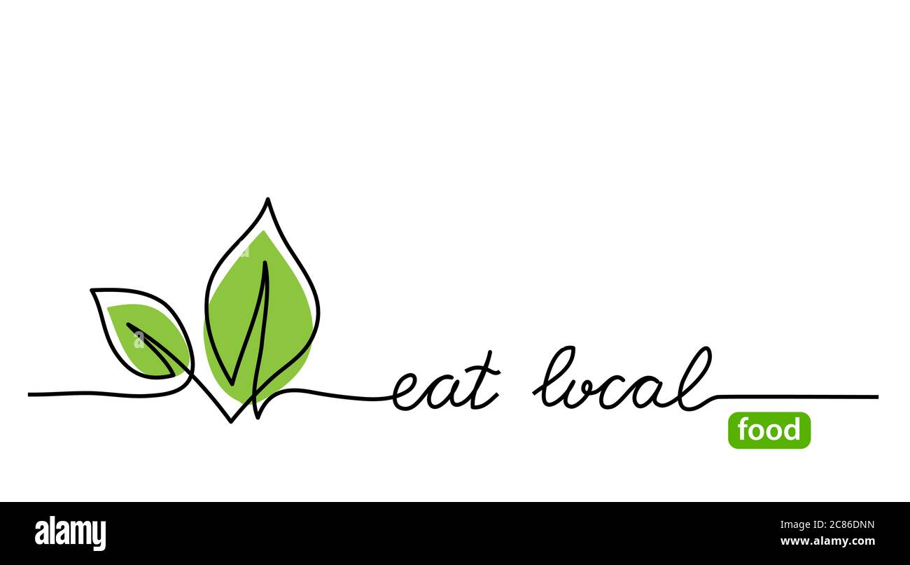 Eat local food simple web banner. Vector minimalist background. One ...