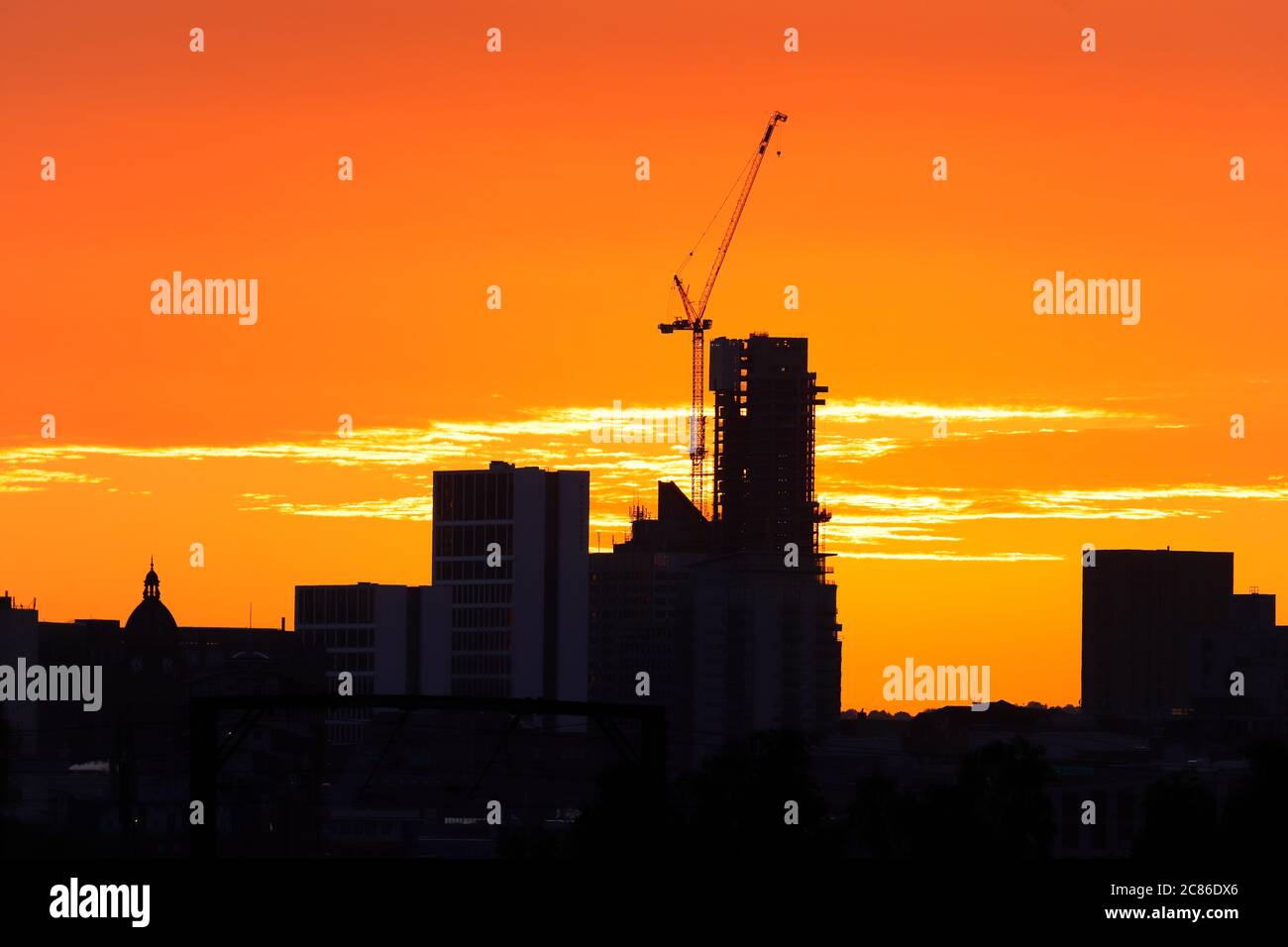 Sunrise with Yorkshire's newest tallest building 'Altus House' in Leeds ...