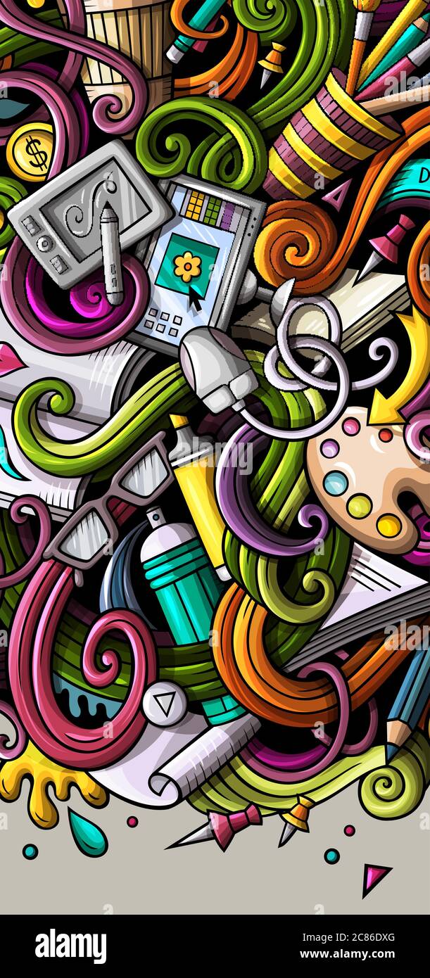 Designer hand drawn doodle banner. Cartoon detailed flyer Stock Vector ...