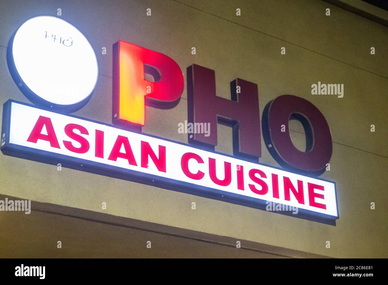 A sign for a Vietnamese Pho restaurant in Manteca California Stock ...