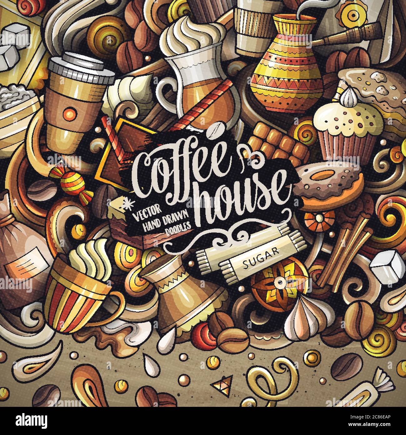 Cartoon vector doodles Coffee frame Stock Vector Image & Art - Alamy