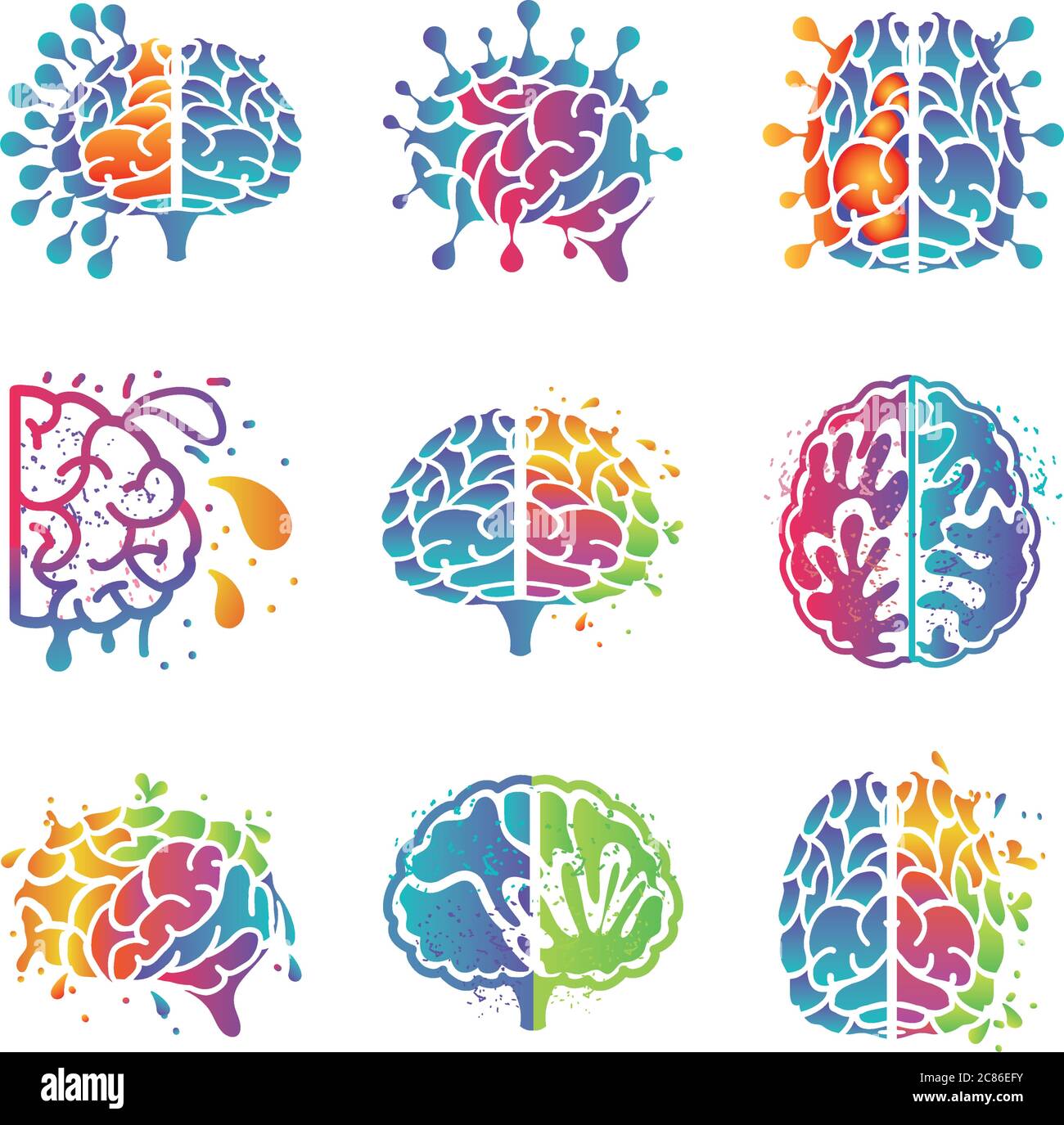 brain thinking and design set of icons vector illustration design Stock ...
