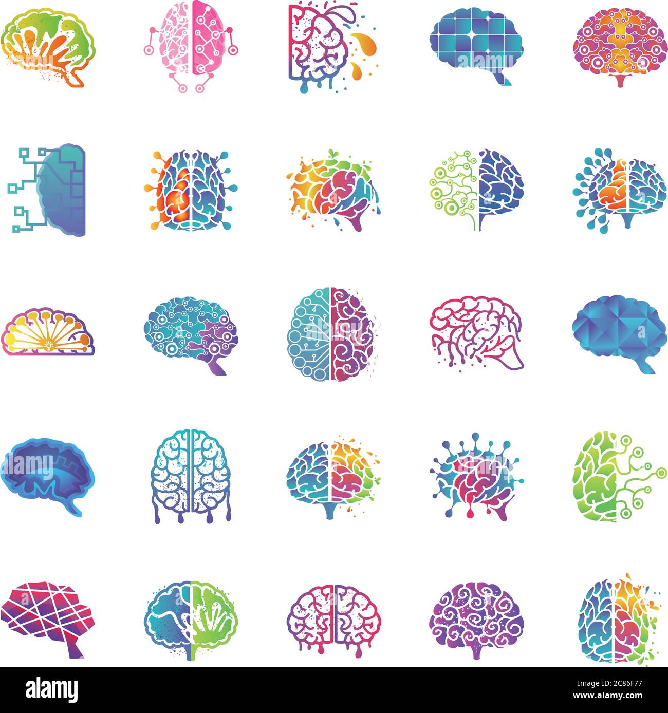 brain thinking and design set of icons vector illustration design Stock ...