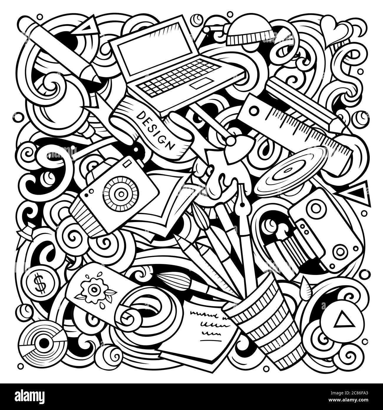 Cartoon vector doodles Art and Design illustration Stock Vector Image ...