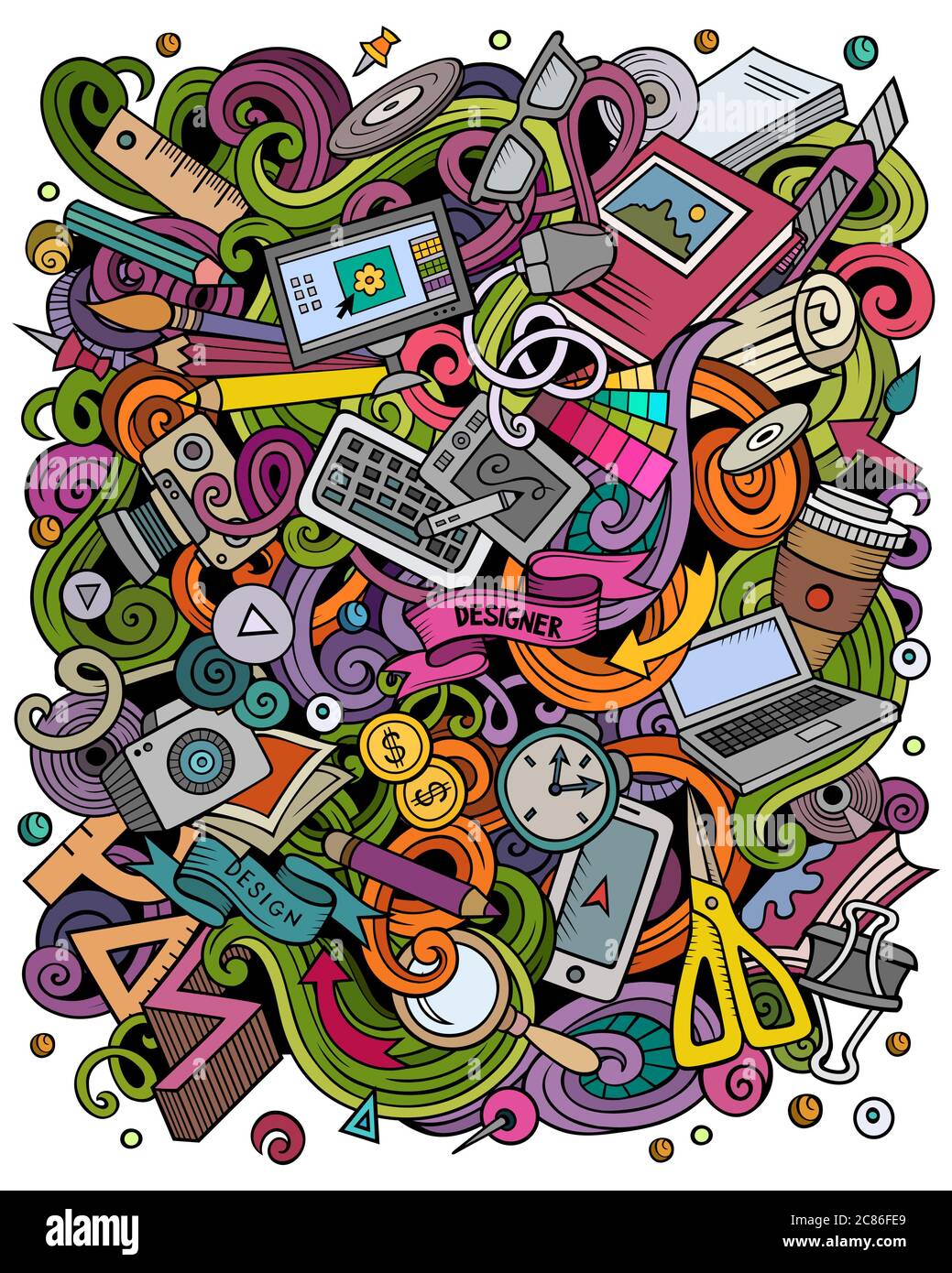 Cartoon vector doodles Art and Design illustration Stock Vector Image ...