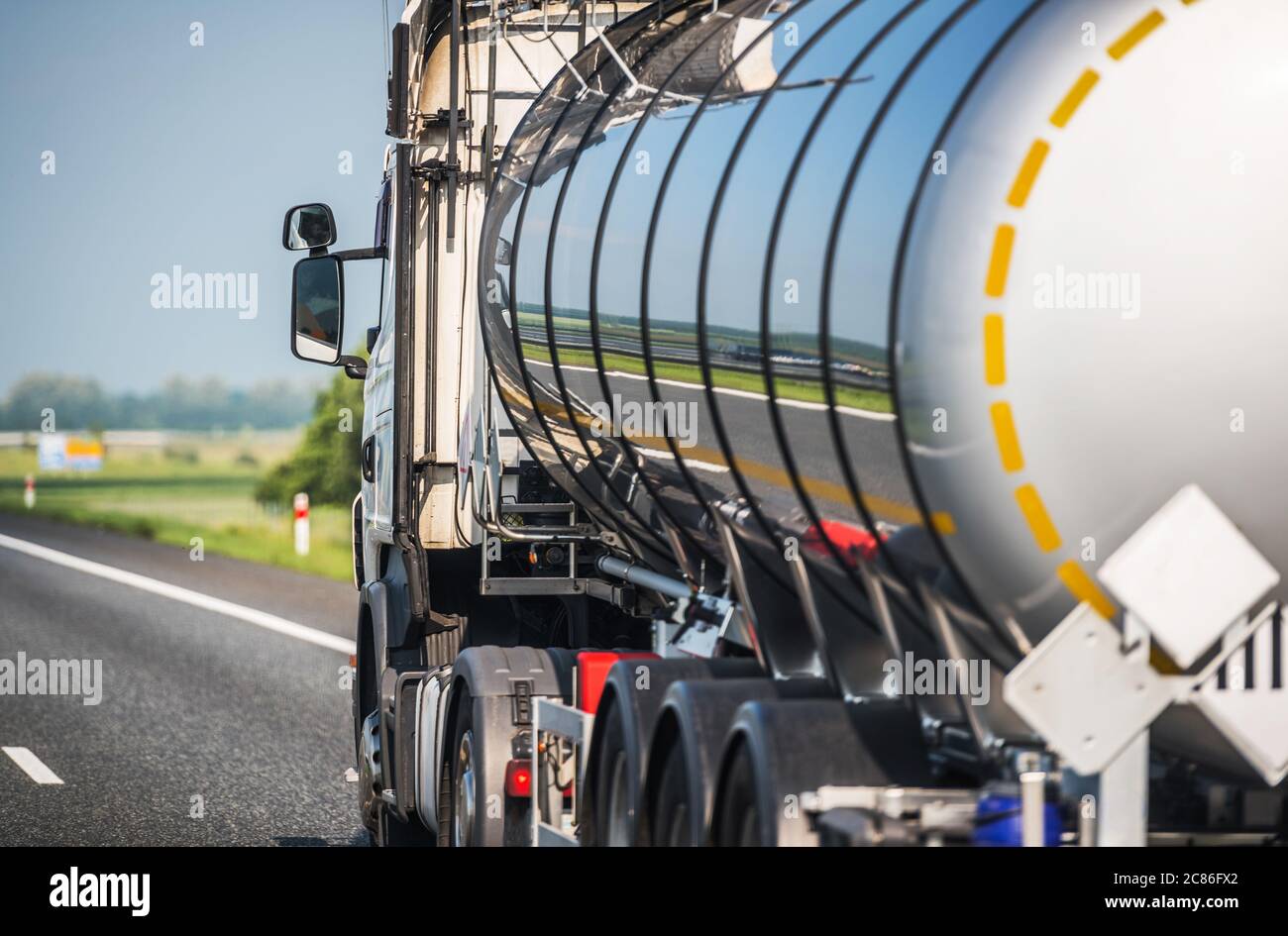 Heavy Transportation Industry. Moving Liquid Shipment. Tank Trailer ...