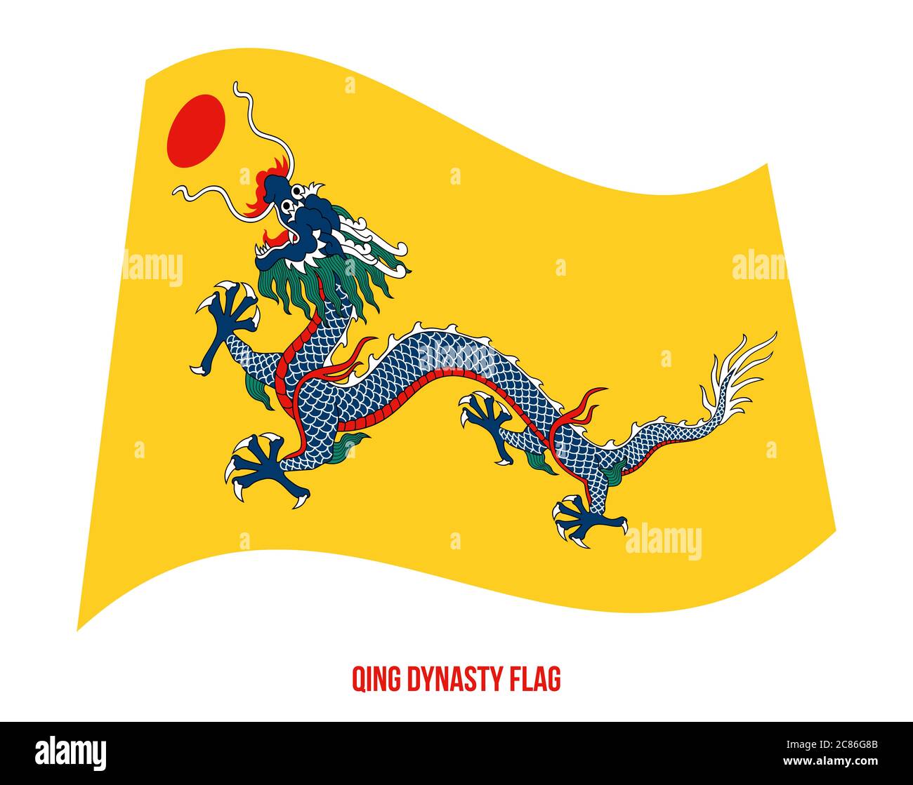 Qing Dynasty (1636-1912) Flag Waving Vector Illustration on White ...