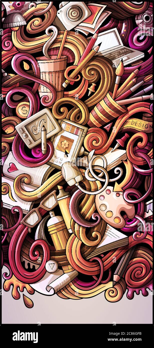 Designer hand drawn doodle banner. Cartoon detailed flyer Stock Vector ...