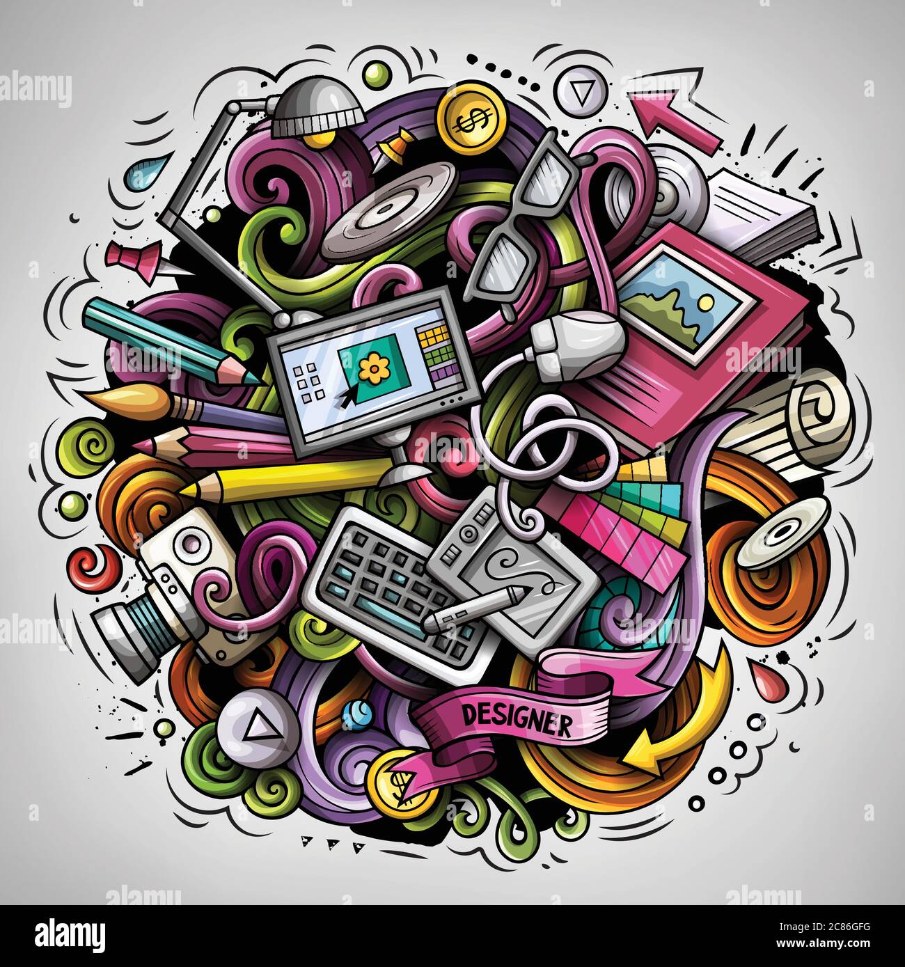 Cartoon vector doodles Art and Design illustration Stock Vector Image ...