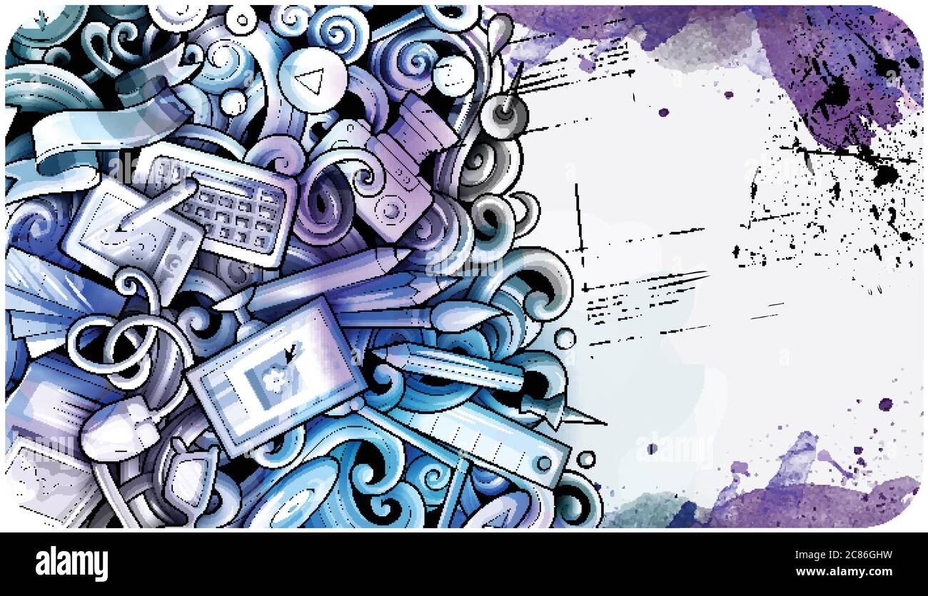 Designer hand drawn doodle banner. Cartoon detailed flyer Stock Vector ...