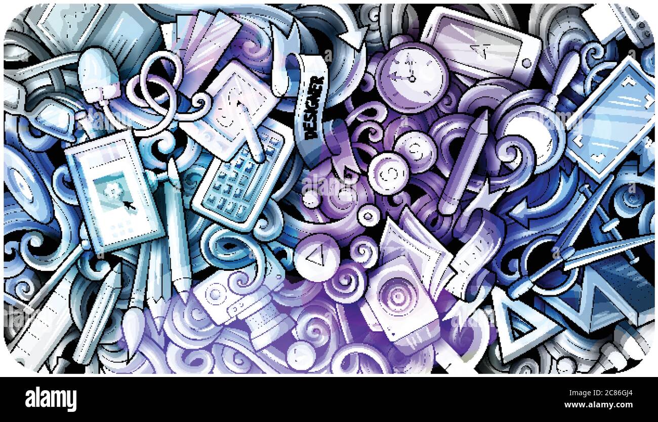 Designer hand drawn doodle banner. Cartoon detailed flyer Stock Vector ...